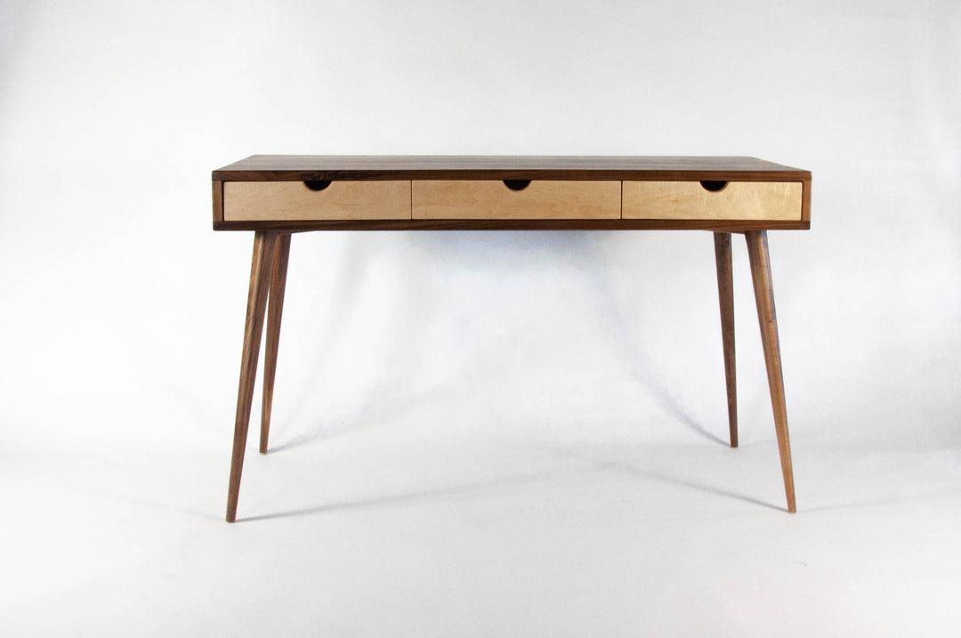 Walnut office desk with maple wood drawers | Handmade | Curly Woods